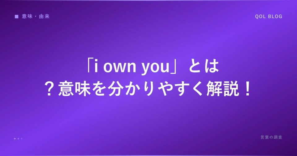 「i own you」とは？意味を分かりやすく解説！｜ビジネス・勉強の言葉調査ブログ
